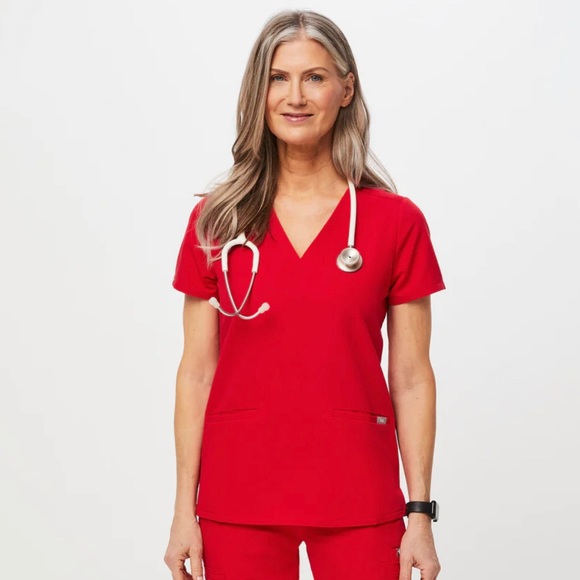 Figs | Tops | Limited Edition Red Figs Scrub Top 3 Pocket | Poshmark